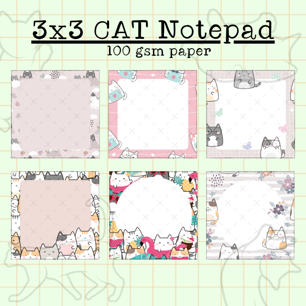 3x3 Cat Notepad 100gsm paper 30/50 Pages | Shopee Philippines