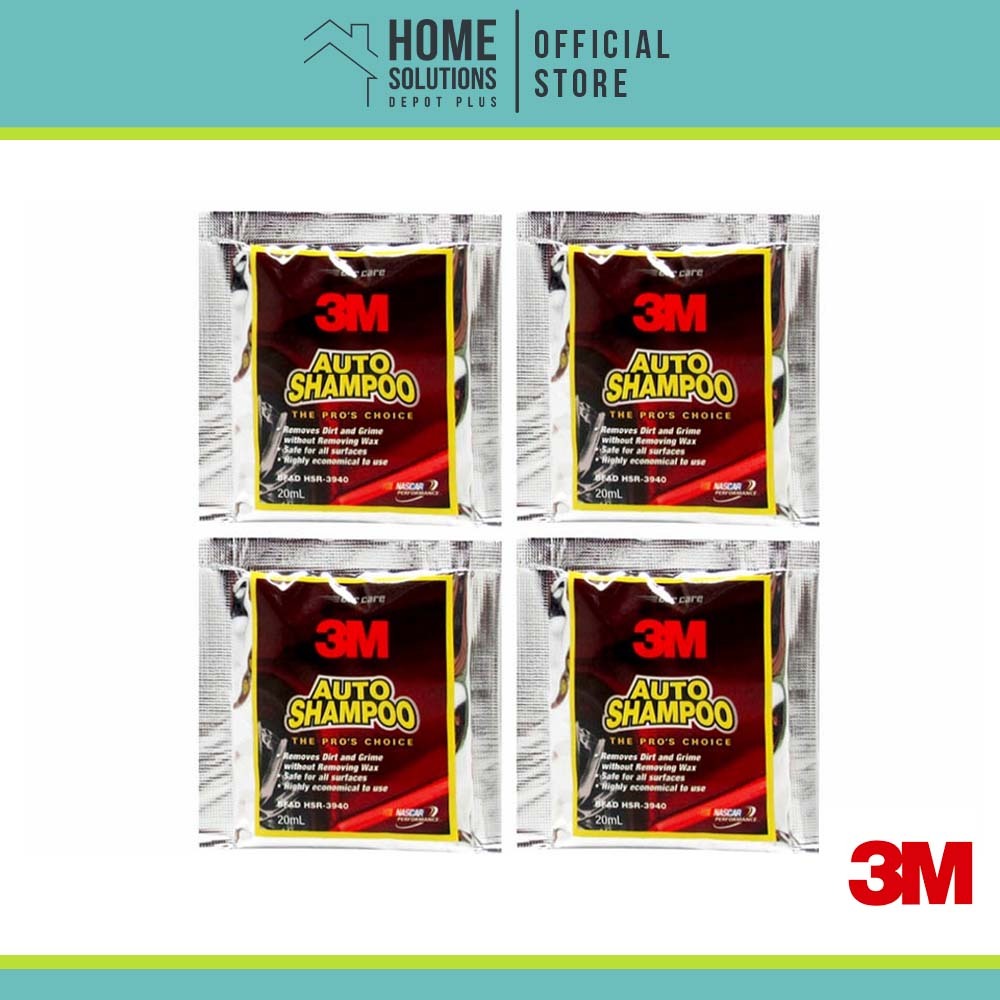 3M CAR CARE AUTO SHAMPOO #3MCCAS20X4 - 20ml x 4sachet (4PCS) | Shopee ...