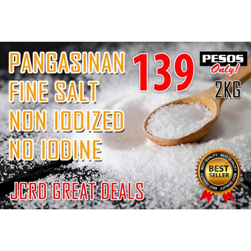Pangasinan White Sea Salt / Asin 2kg ( Food-Grade/ Non-Iodized/ No ...