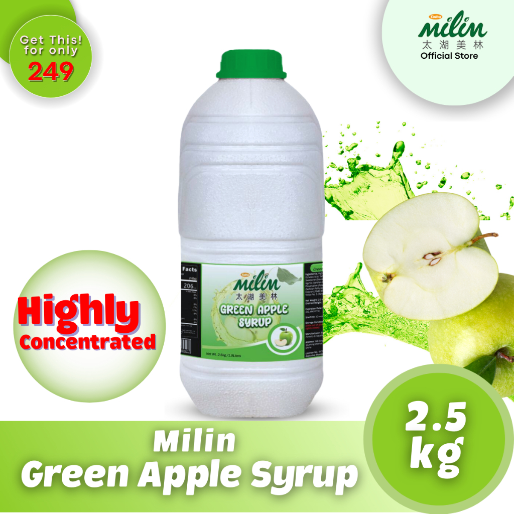 MILIN Highly Concentrated Green apple Syrup 2.5kg/1.9Liters | Shopee ...