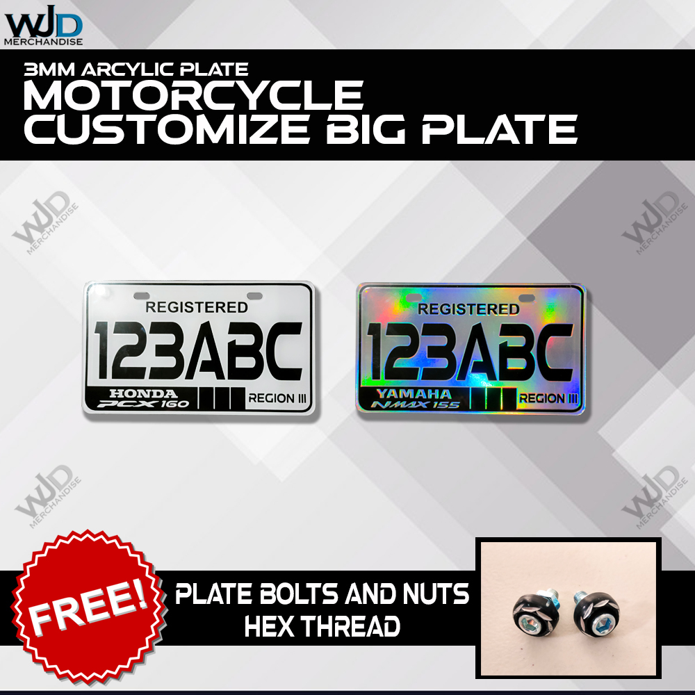 3mm Acrylic Motorcycle Acrylic Standard Big License Plate (FREE PLATE ...