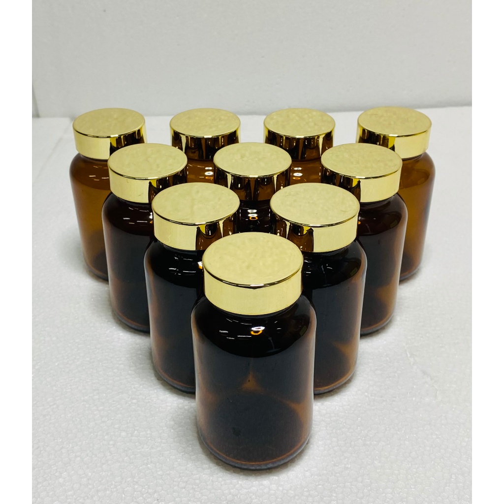 10pcs 120ml Amber Light Brown Glass Bottle With/Light Gold Cap High ...
