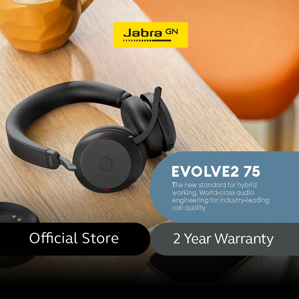Jabra Evolve2 75 MS Wireless Headset with 8-Microphone Technology ...