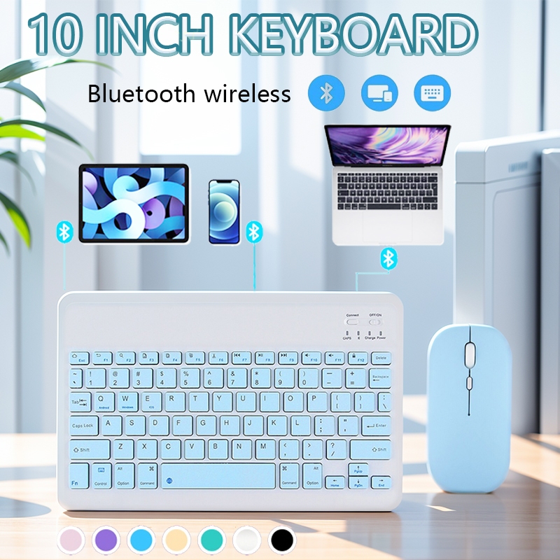 Wireless Keyboard and Mouse 10 inch Macaron Colors for Phone Laptop ...