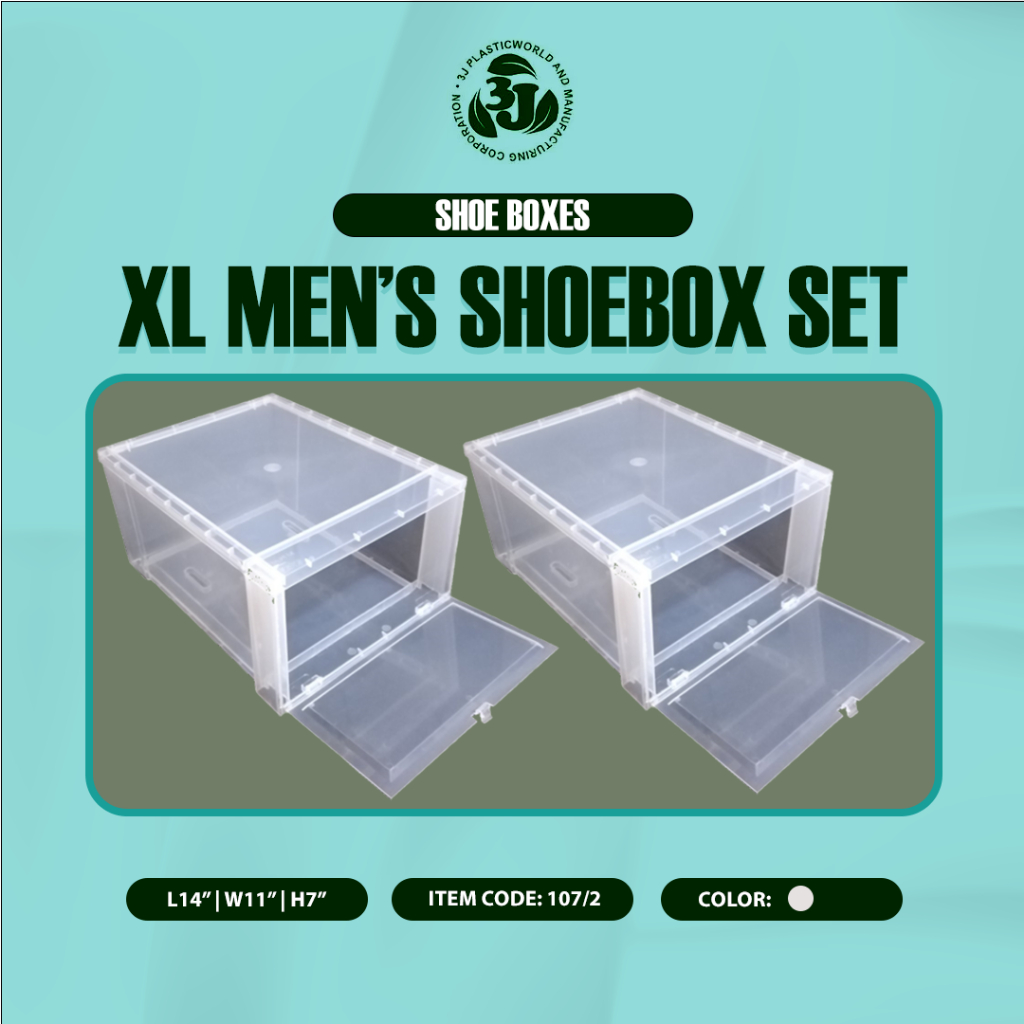 3J XL Men's Shoebox Front Lid Open (2pcs) Foldable Drawer Case Storage | Shopee Philippines