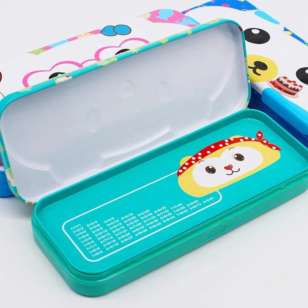 Cute Metal Cartoon Pencil Case Double Layer Box Primary School Supplies ...