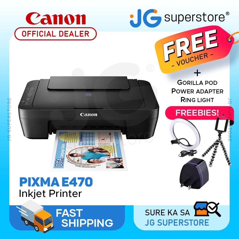 Canon PIXMA E470 Compact Wireless All-In-One Inkjet Printer with 1200DPI, 60 max Sheets | Shopee ...