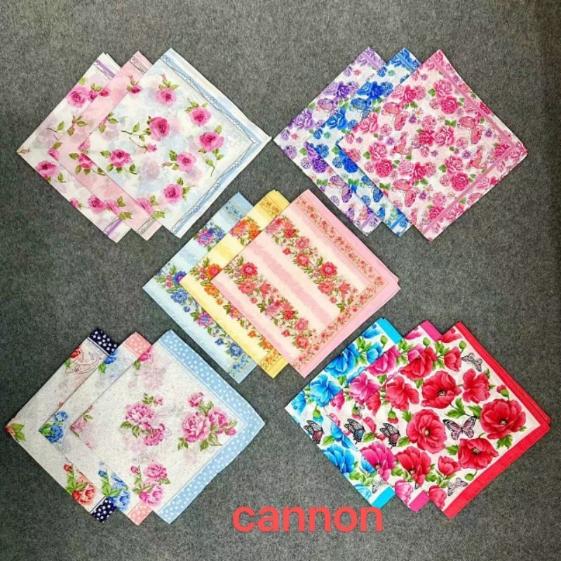☑️ HANDKERCHIEF (panyo) FLORAL DESIGN RANDOM COTTON CANNON | Shopee ...