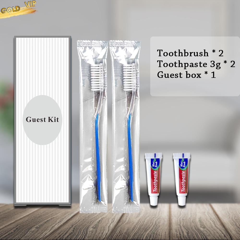 4 in 1 Toothbrush Toothpaste 100 Sets Hotel Supplies Guest Kit | Shopee ...