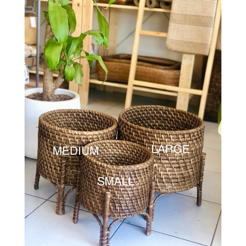 Native handwoven labtang/rattan planter with stand | Boho (sold per pc ...