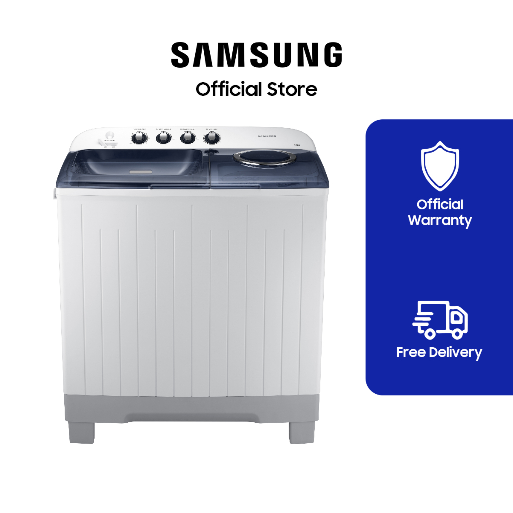 Samsung 12kg Twin Tub Semi Automatic Washing Machine Wt12j4200mb/Tc ...