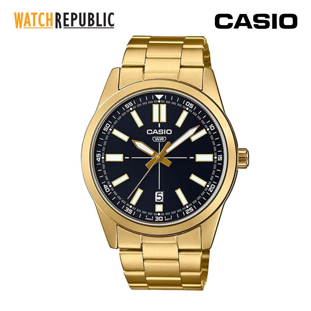 Casio Analog Gold Gold Stainless Steel Analog Quartz Watch For Men CMTP-VD02G-1EUDF | Shopee ...