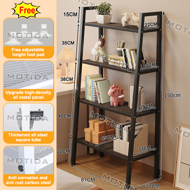 Book Shelf Metal shelf 4 Tier Storage LERBERG Style Organizer Rack ...