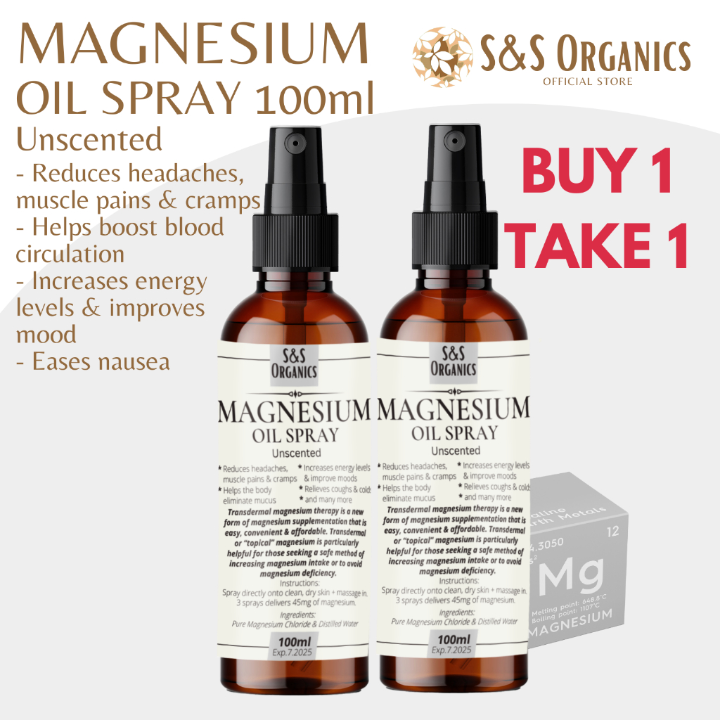 Buy 1 Take 1 Original & Pure Magnesium Oil Spray 100ml for Pain, Sleep ...