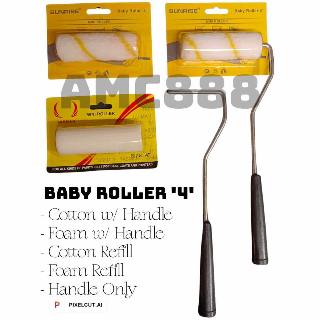 BABY ROLLER PAINT ‘4’ - Foam with Handle / Cotton Refill / Foam Refill ...