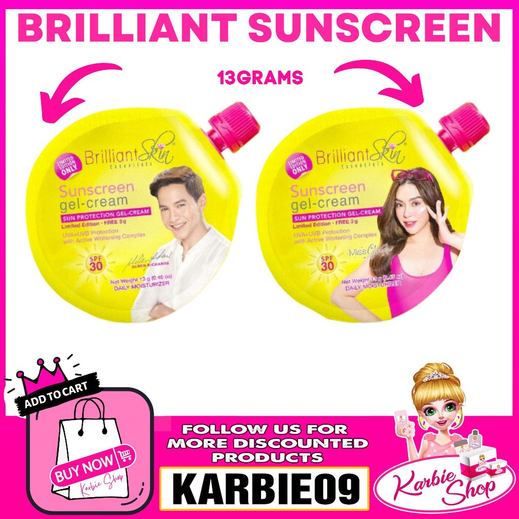 orig BRILLIANT SUNBLOCK CREAM/ SUNSCREEN GEL CREAM sachet 13g | Shopee ...