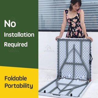 VOVOVA Heavy Duty Folding table 4ft 6ft White/brown Outdoor Dining ...