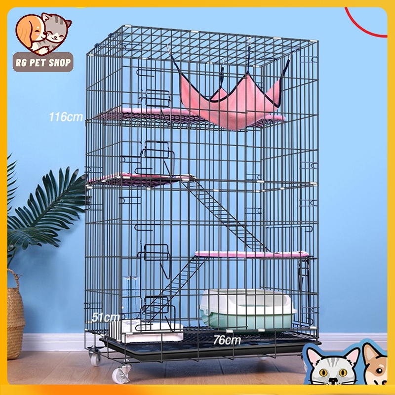 Available Cat Cage 4 Layer Stackable Pet Cage With Wheels Cat House ...