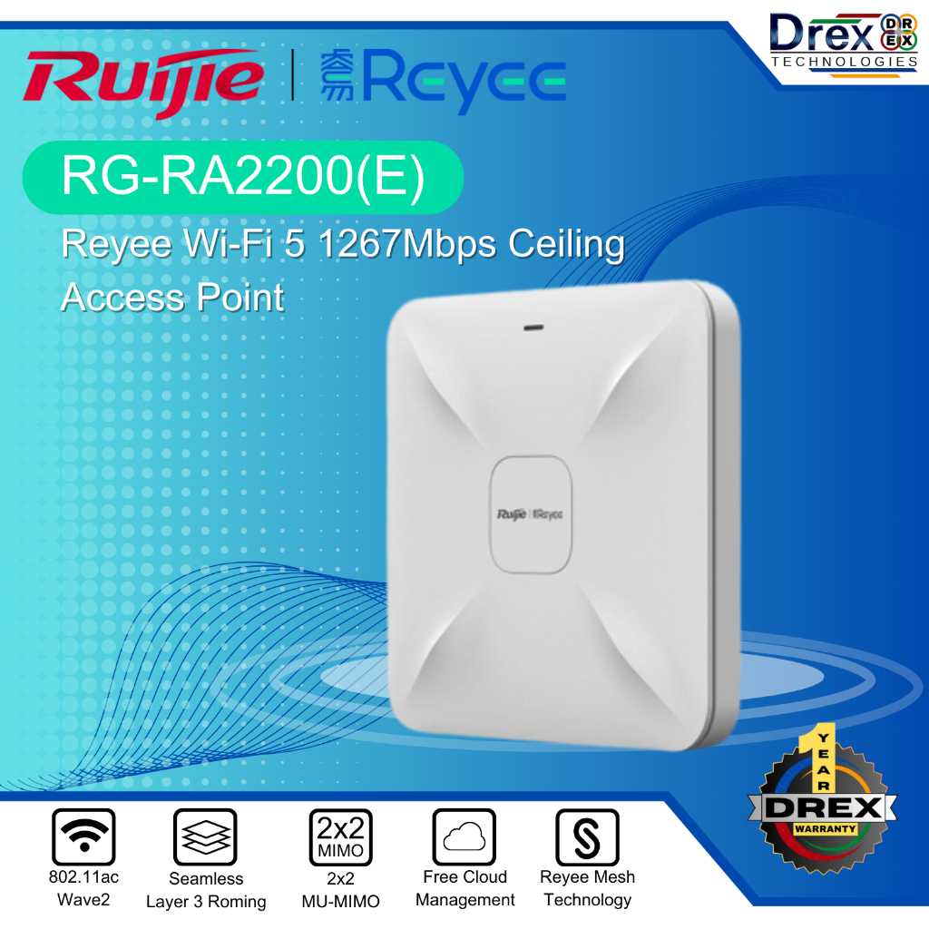 Ruijie RG-RAP2200(E) AC1300 Dual Band Gigabit Ceiling Mount Access ...