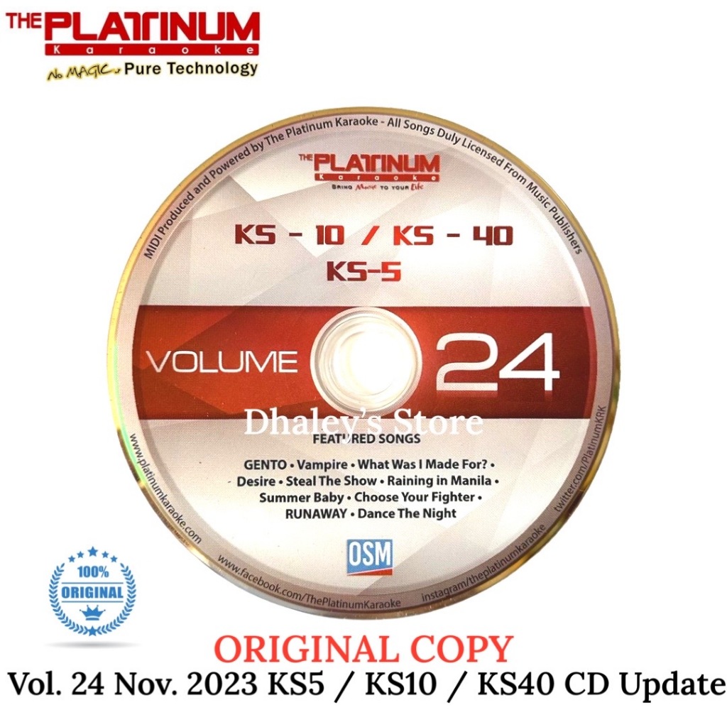 Platinum KS-5 Junior Lite, KS-10 Junior 2, KS-40 KBOX Volume 24 Junior CD Update November 2023 ...