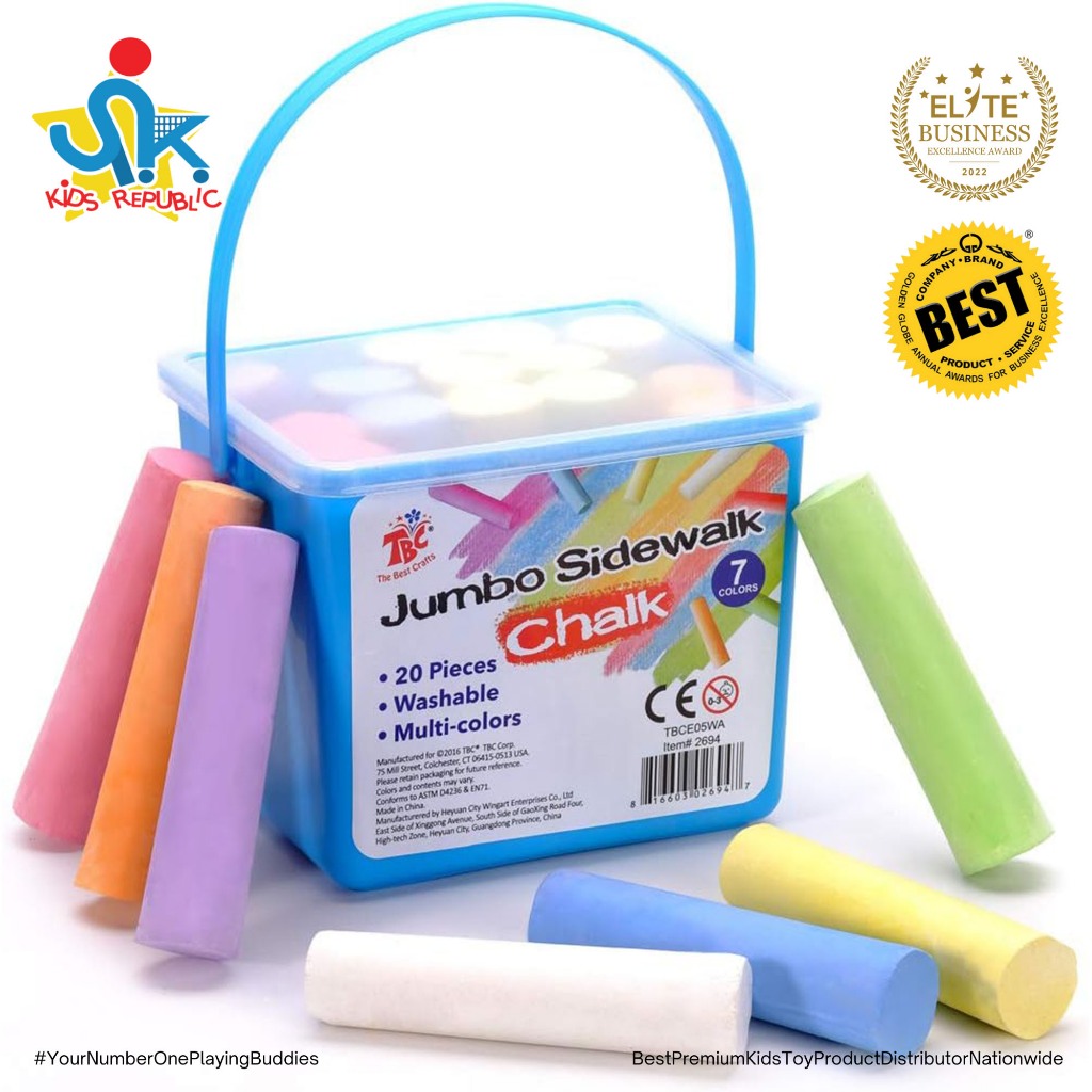 Jumbo Sidewalk Chalk, 20 Pieces 7 Colors, Washable, Non Toxic Chalks ...