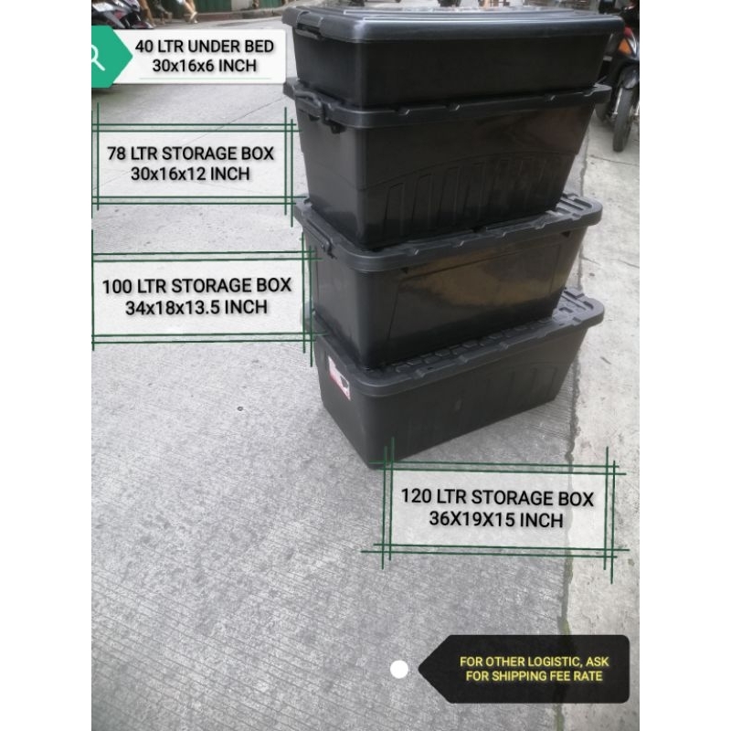 120 liter black storage box with wheels under bed storage (for other ...