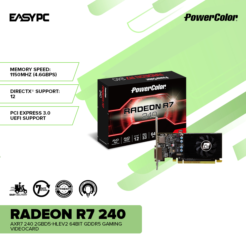 EasyPC| PowerColor Radeon R7 240 AXR7 240 2GBD5-HLEV2 64BIT GDDR5 ...