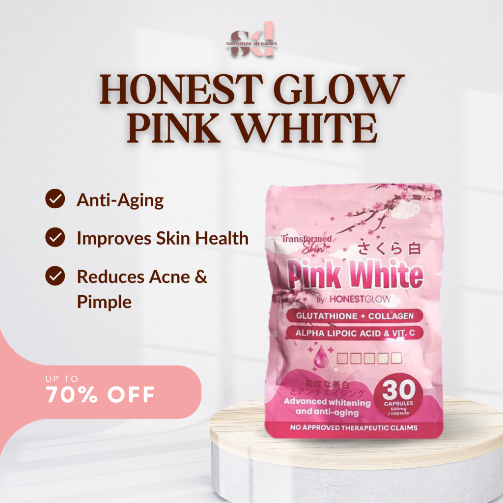 Honest Glow PINK WHITE Glutathione + Collagen 30 Capsules | HonestGlow ...