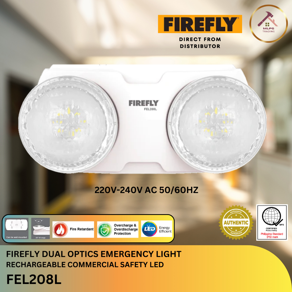 FIREFLY Dual LED Optics Emergency Light | Rechargeable FEL208L 220V ...