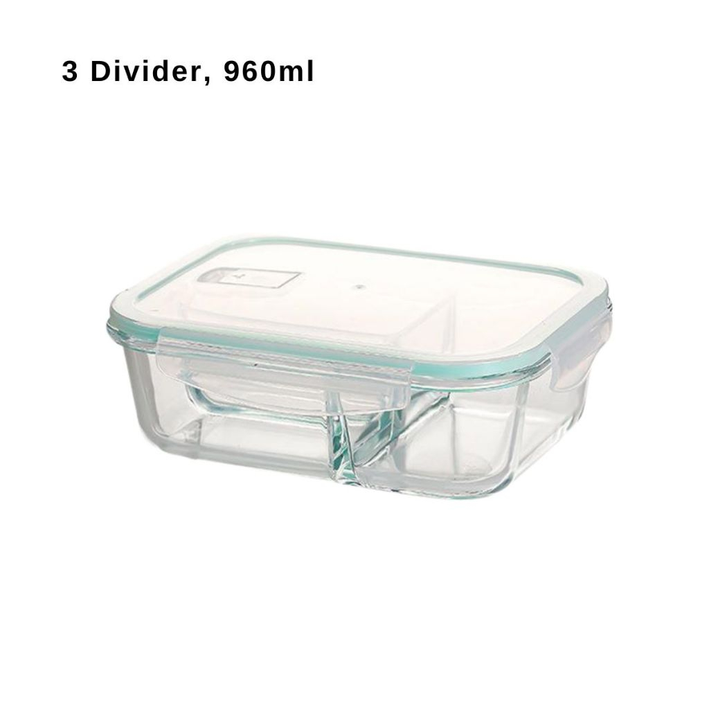 LOCAUPIN Lunch Box Glass Container with Divider Microwavable Oven Safe ...