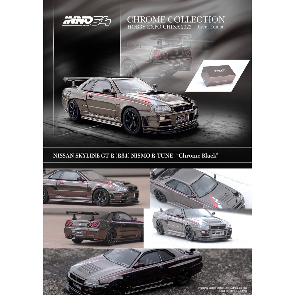 Inno64 1:64 Nissan GTR R34 Nismo R Tune Hobby Expo China Black Chrome ...