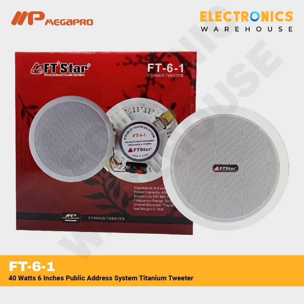 Megapro FT-6-1, 40 Watts 6 Inches Public Address System Titanium ...