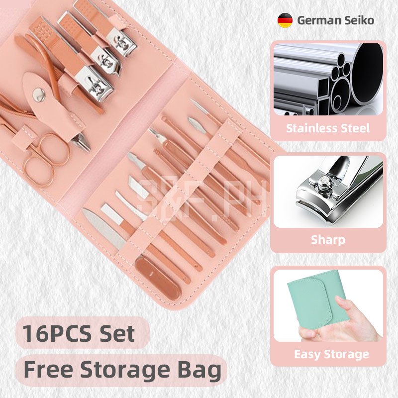 S&F 16/12PCS Manicure Set Cutics Care Tool Stainless Steel Professional ...