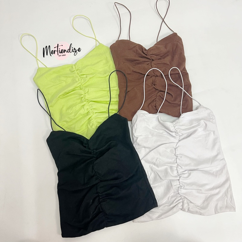 Zara Gathered Elastic Top | Authentic Overruns | Shopee Philippines