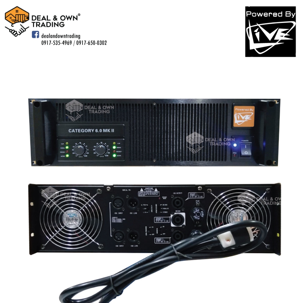 Live Category 6.0 MKII 2500W X 2 8 Ohms Powered Amplifier | Shopee ...