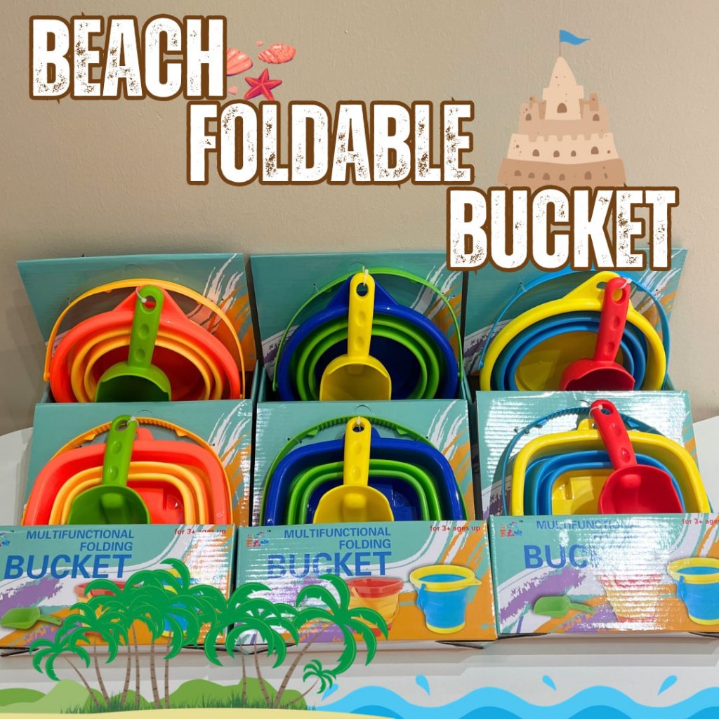 Beach Foldable Bucket Silicone Collapsible Pail for Kids by WISHLAND ...