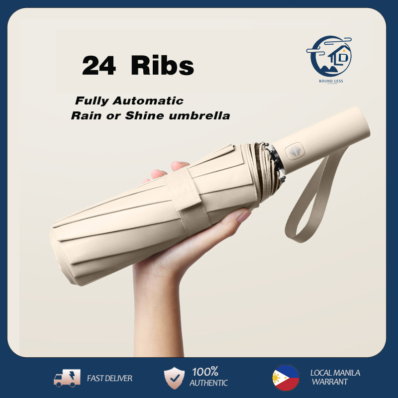 BOUNDLESS 24 Ribs Automatic Umbrella Windproof Anti-UV Sunscreen Large ...