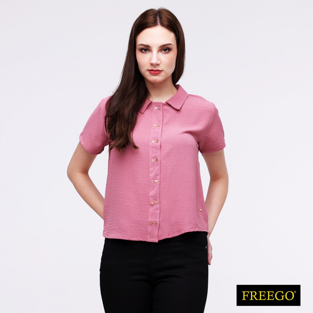 Freego Ladies Woven Linen Drop Short Sleeves Blouse AST04-0137 | Shopee ...