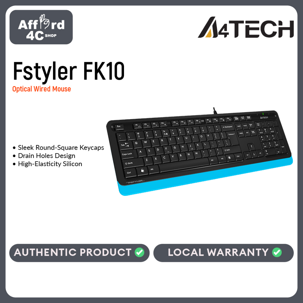 A4Tech Fstyler FK10 Sleek Multimedia Comfort Wired USB Keyboard | Shopee Philippines