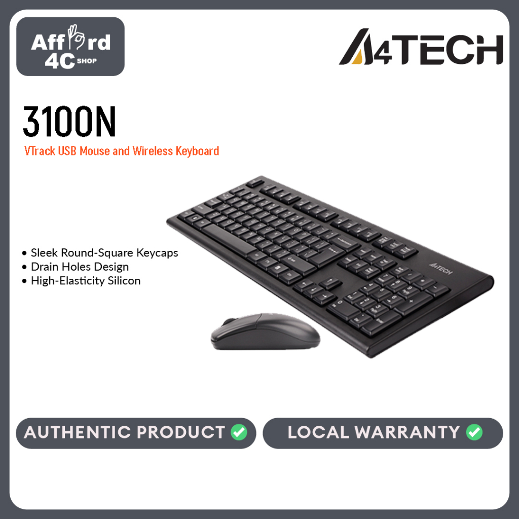 A4Tech 2.4G VTrack USB Mouse and Wireless Keyboard (3100N) | Shopee Philippines
