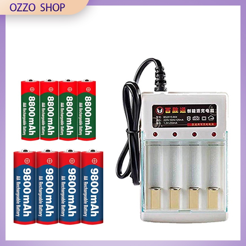 1.5V AA Rechargeable battery 9800mah AAA 8800mAh Batteries With Charger ...