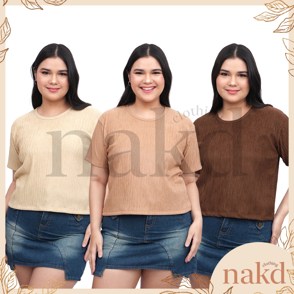 NAKD FASHION DREA BASIC CASUAL ROUND NECK COMFY BARK CREPE DAILY PLUS ...