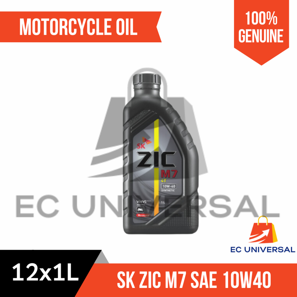 SK ZIC M7 SAE 10W40 Motorcycle Oil (12x1L) Liters Box | EC Universal ...