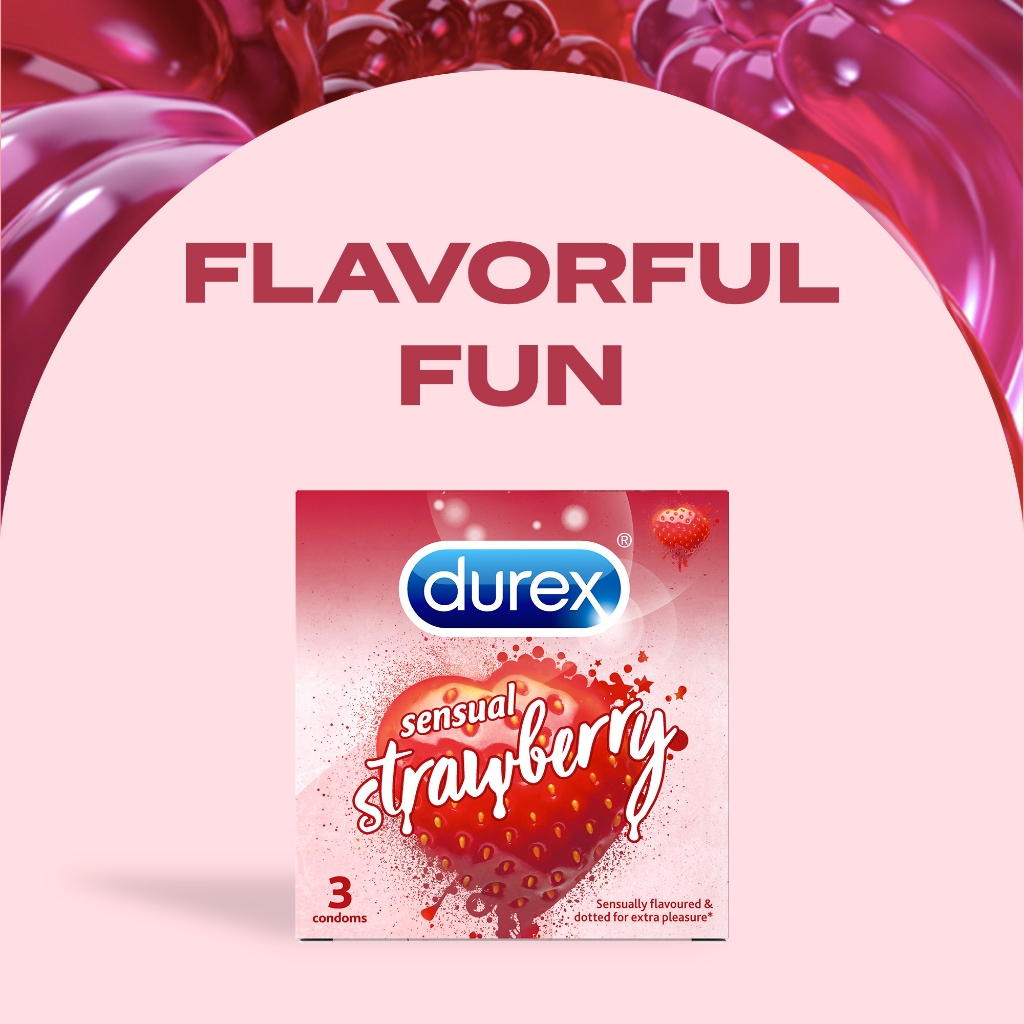 Durex Sensual Strawberry Lubricated Condoms 3s | Shopee Philippines