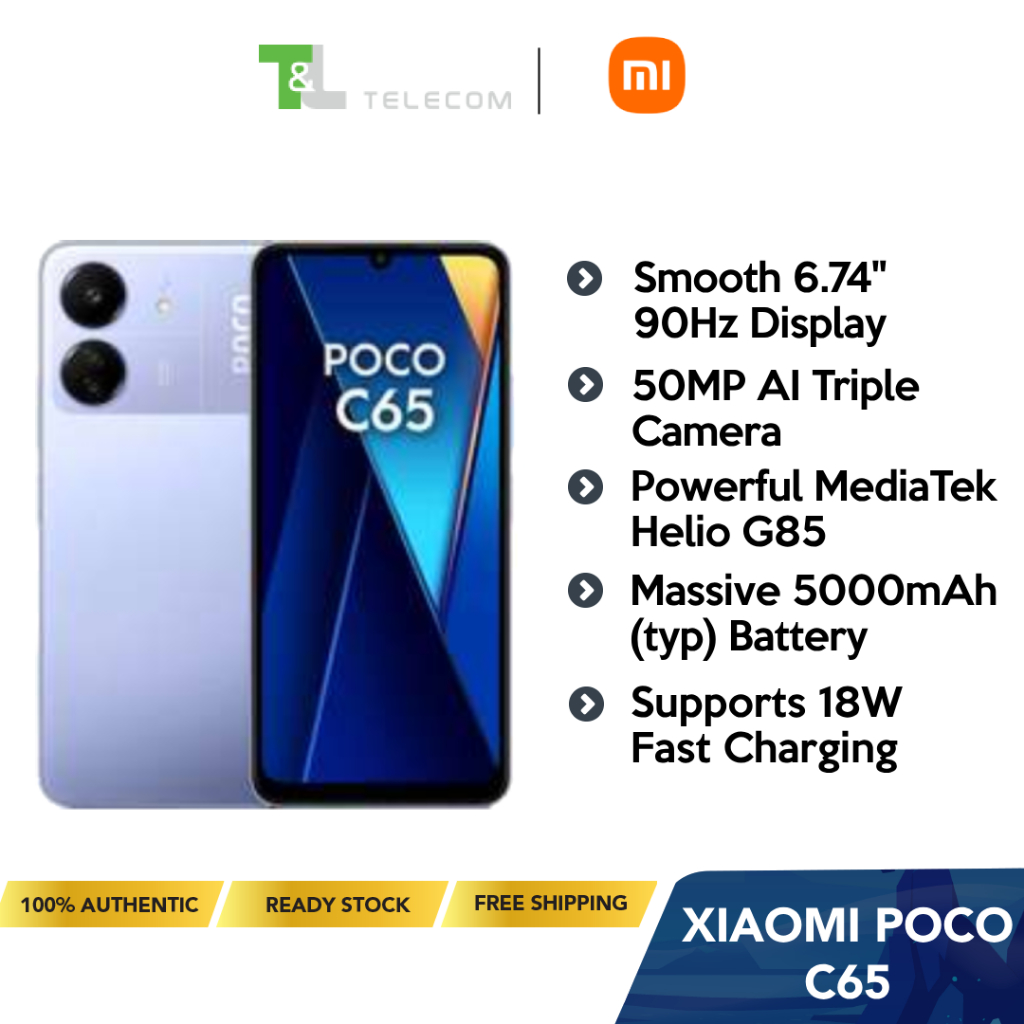 POCO C65 Dual SIM 6GB+128GB/8GB+256GB 4G LTE | 6.74" 90Hz Display | 50MP AI Triple Camera ...