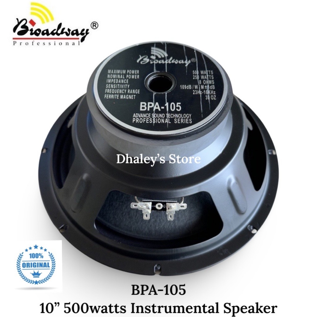 Broadway 10" 500watts Instrumental Speaker BPA-105 10inches 500watts ...