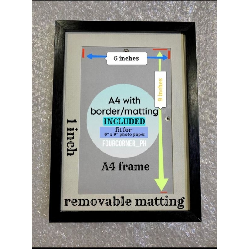 A4 frame INCLUDED matting FIT for 6"x9" photo paper | Shopee Philippines