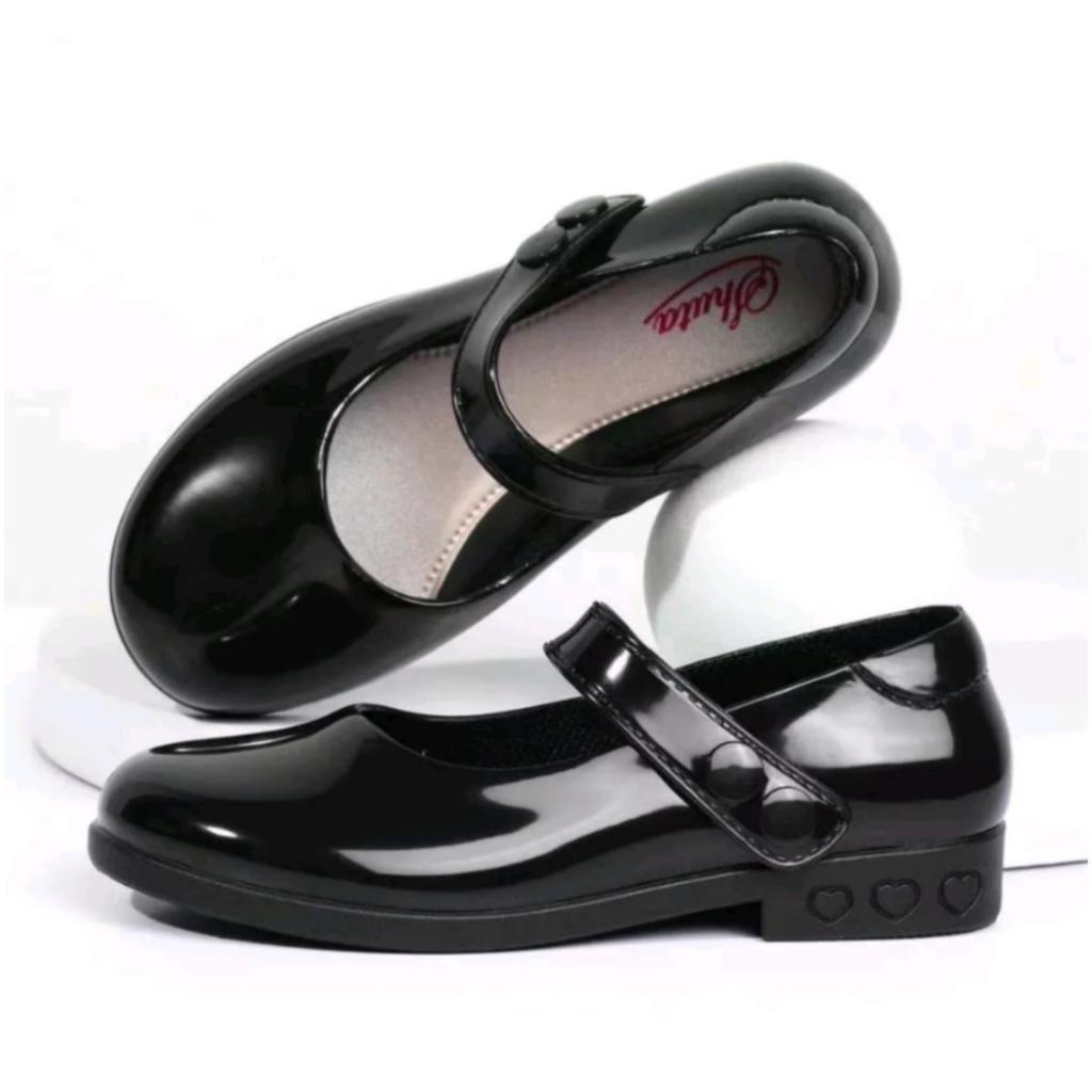 Girls black shoes 642#Korean fashion glossy student black shoes rubber ...