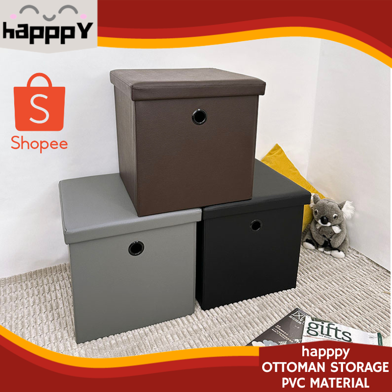 Foldable Storage Box Leather Ottoman Storage Box Stool Storage Chair ...