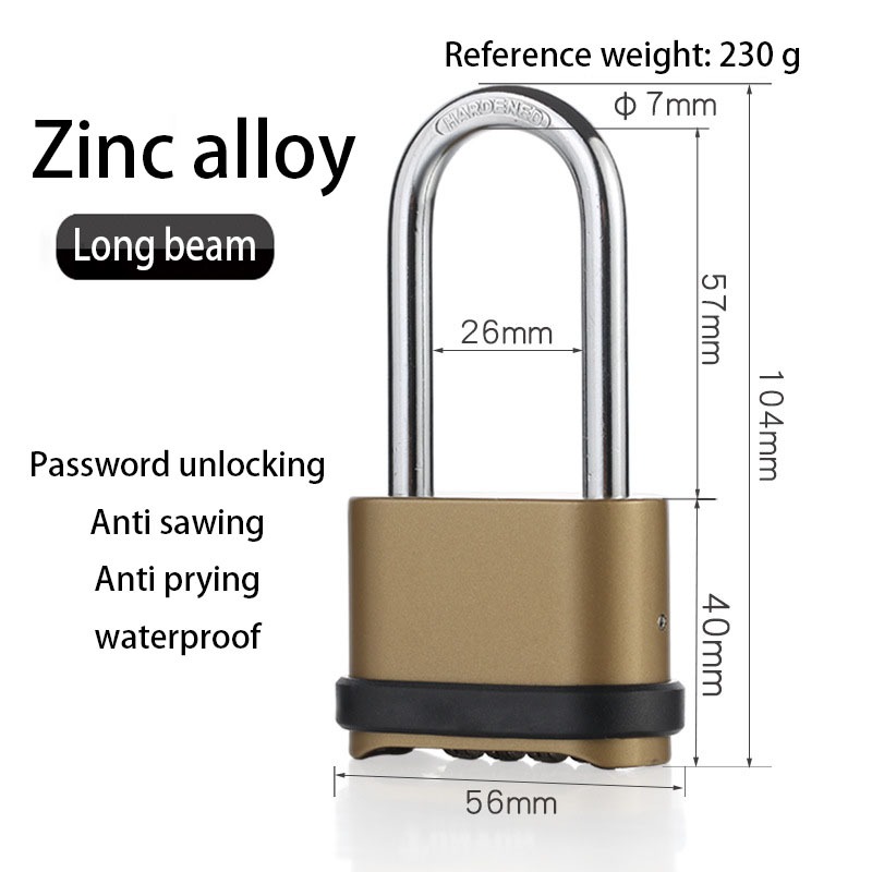 Long Padlock High Security 4 Digit Padlock Outdoor Waterproof Lock ...